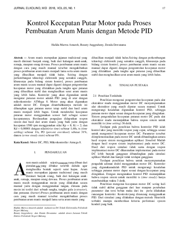 (PDF) Kontrol Kecepatan Putar Motor pada Proses Pembuatan Arum Manis ...