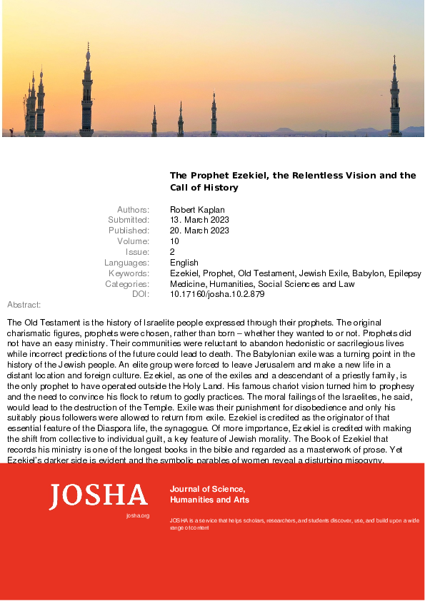(PDF) The Prophet Ezekiel, the Relentless Vision and the Call of History