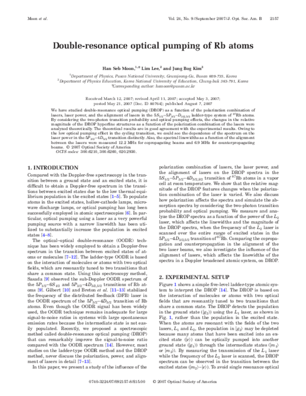 (PDF) Double-resonance optical pumping of Rb atoms