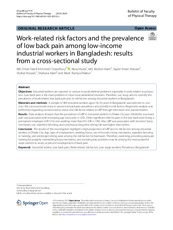 (PDF) Work-related risk factors and the prevalence of low back pain ...