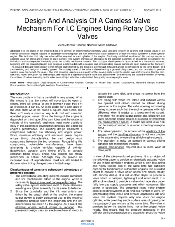 (PDF) Design And Analysis Of A Camless Valve Mechanism For I.C Engines Using Rotary Disc Valves