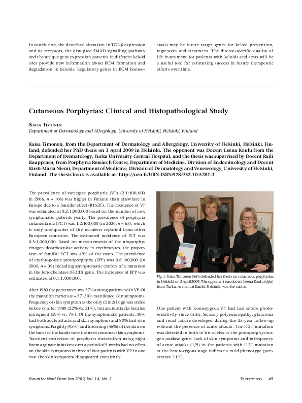 (PDF) Cutaneous porphyrias : Clinical and histopathological study