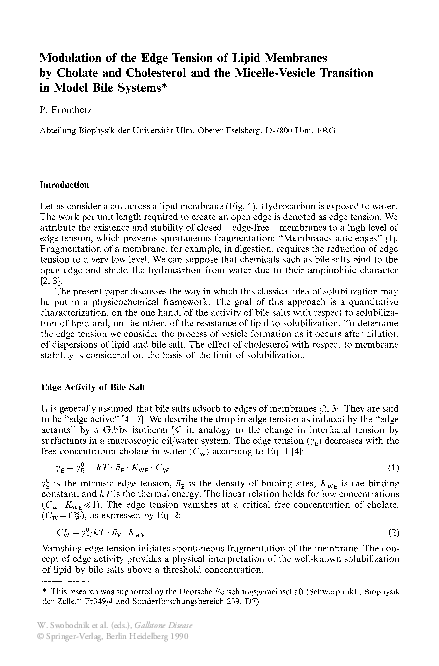 (PDF) Modulation of the Edge Tension of Lipid Membranes by Cholate and ...