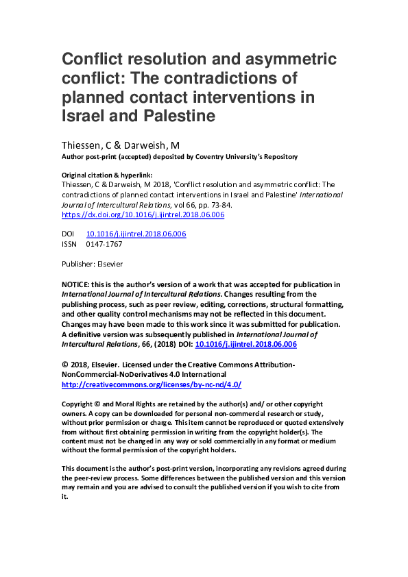 (PDF) Conflict resolution and asymmetric conflict: The contradictions ...