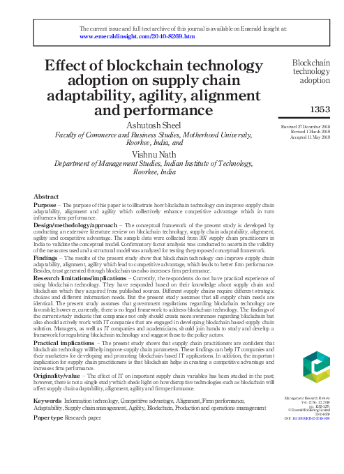 (PDF) Effect of blockchain technology adoption on supply chain adaptability, agility, alignment ...
