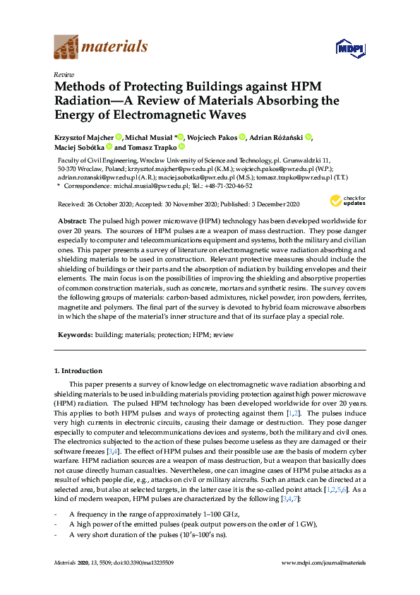 (PDF) Methods of Protecting Buildings against HPM Radiation—A Review of ...