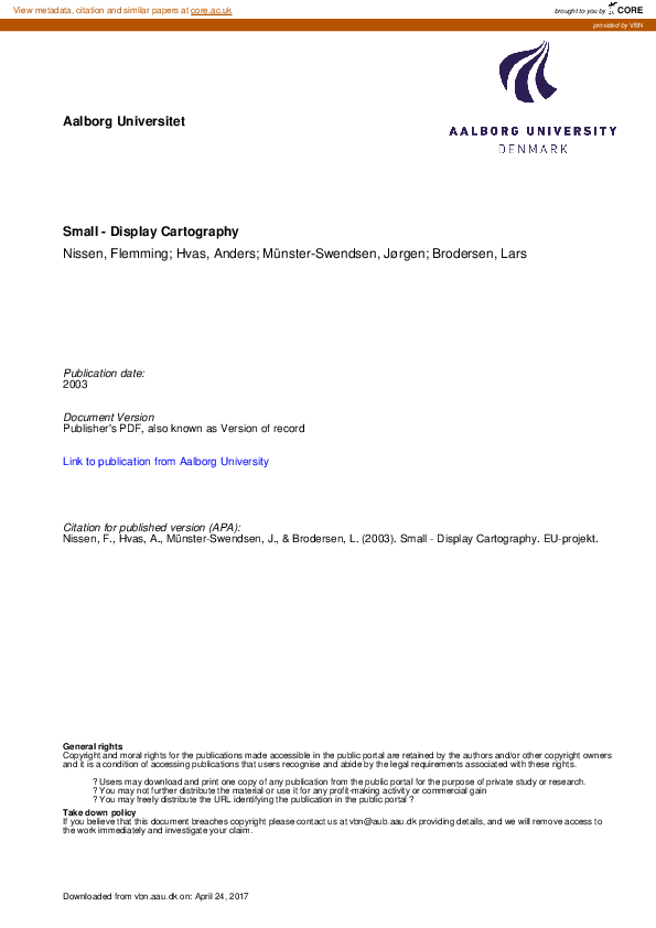 (PDF) Framework for Small-Display Cartography and Navigation Services