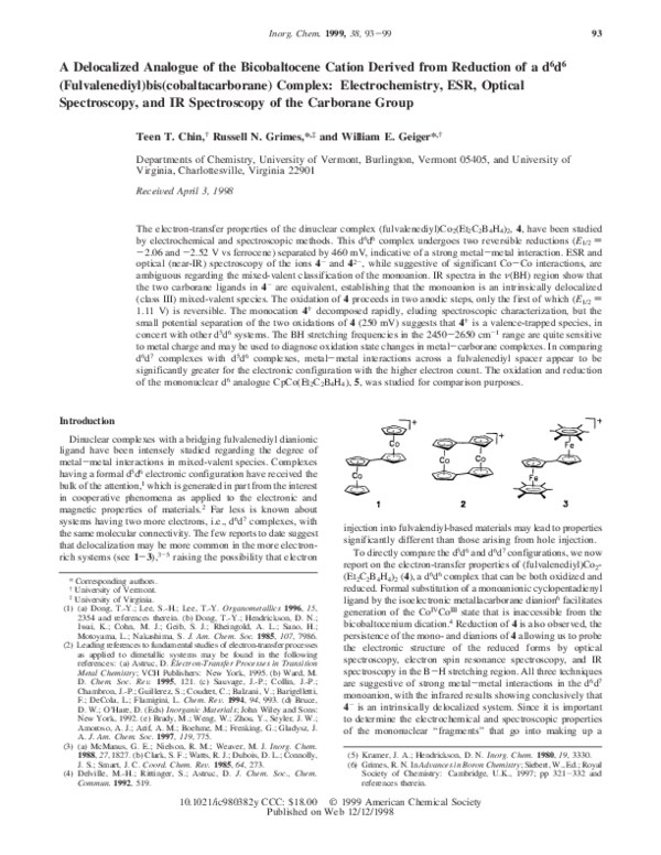 (PDF) A Delocalized Analogue of the Bicobaltocene Cation Derived from ...
