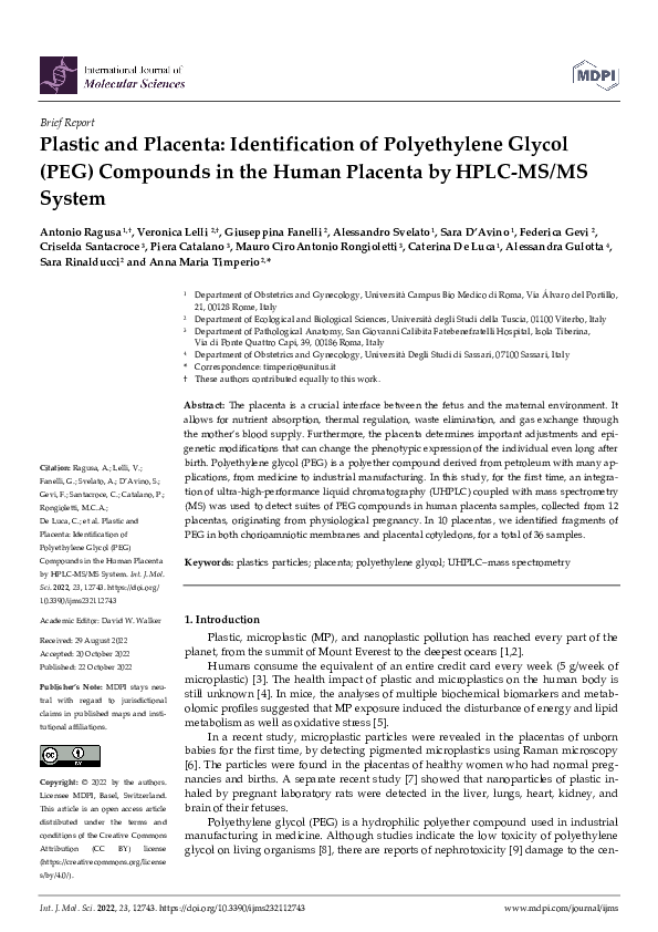 (PDF) Plastic and Placenta: Identification of Polyethylene Glycol (PEG ...