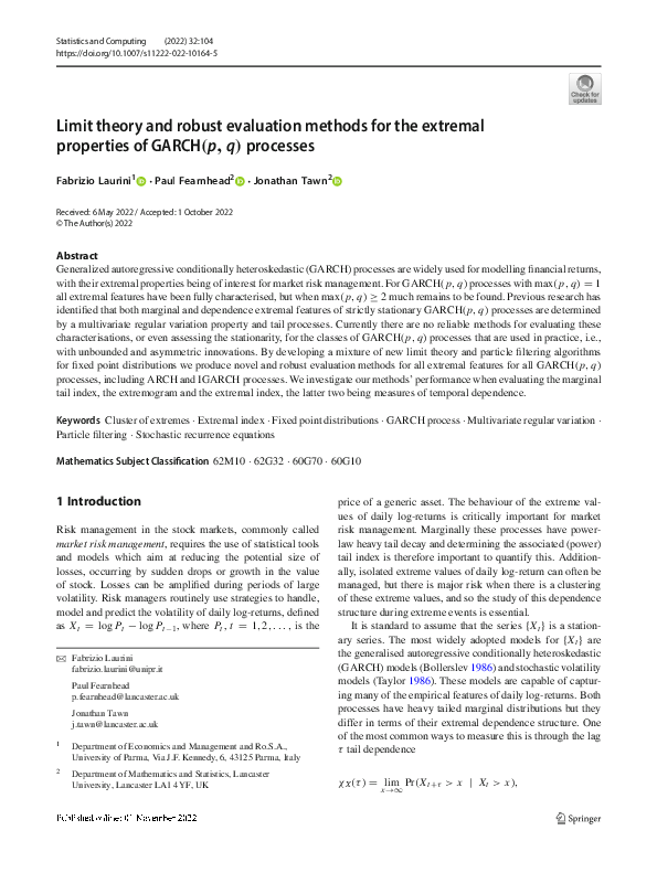 (PDF) Limit theory and robust evaluation methods for the extremal ...