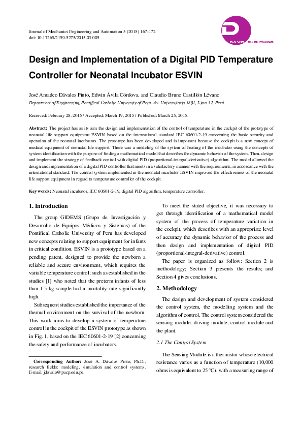 (PDF) Design and Implementation of a Digital PID Temperature Controller ...