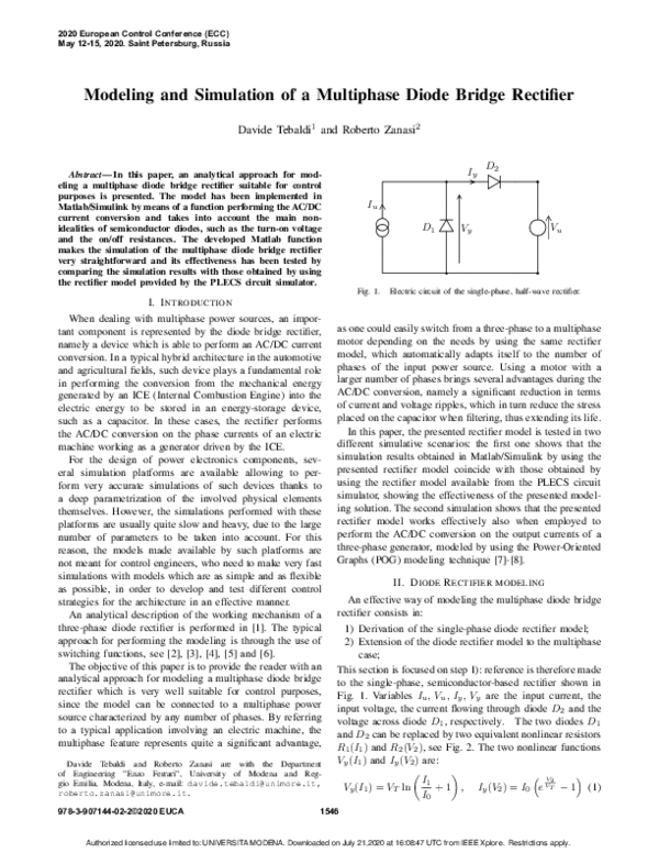 (PDF) Modeling and Simulation of a Multiphase Diode Bridge Rectifier