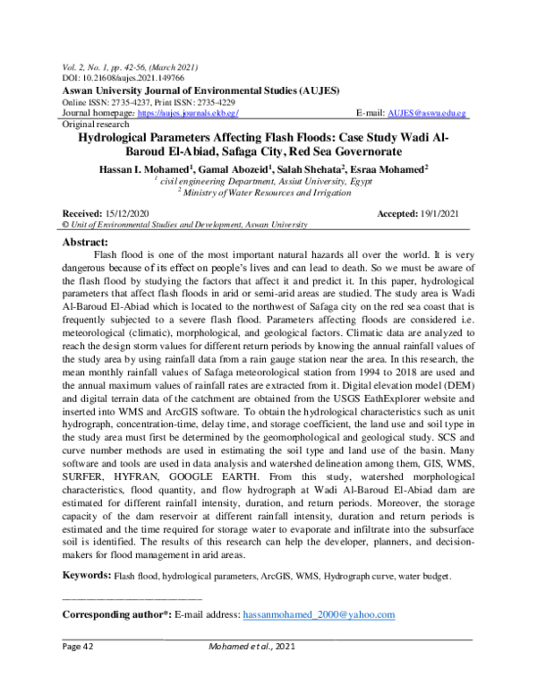 (PDF) Hydrological Parameters Affecting Flash Floods: Case Study Wadi ...