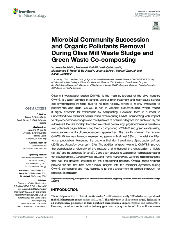 (PDF) Microbial Community Succession and Organic Pollutants Removal ...