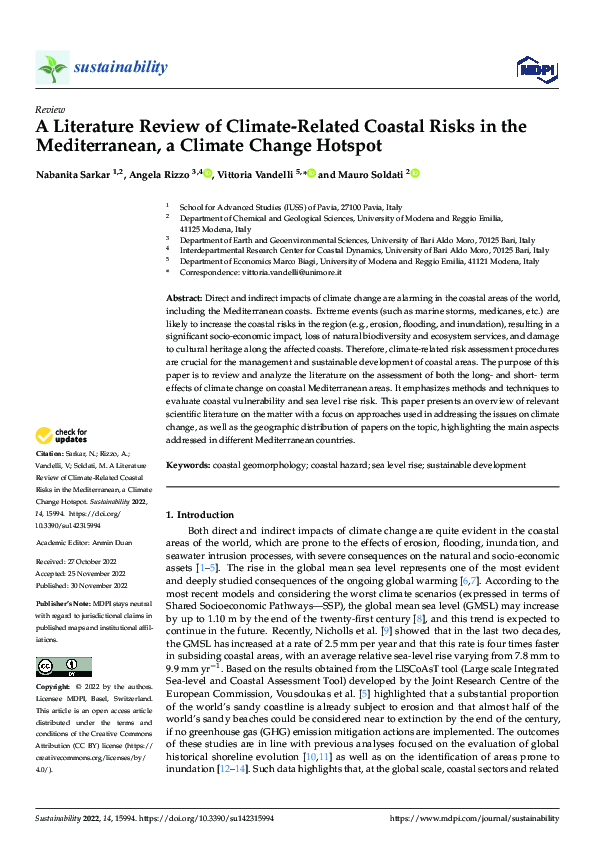 A Literature Review Of Climate Related Coastal Risks In The