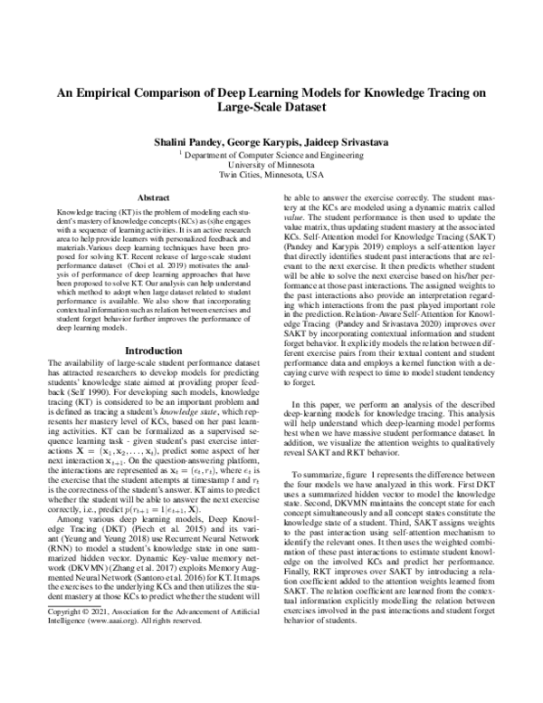 (PDF) An Empirical Comparison of Deep Learning Models for Knowledge Tracing on Large-Scale Dataset