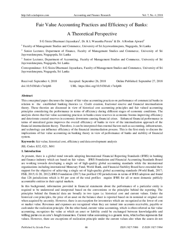 (PDF) Fair Value Accounting Practices and Efficiency of Banks: A ...