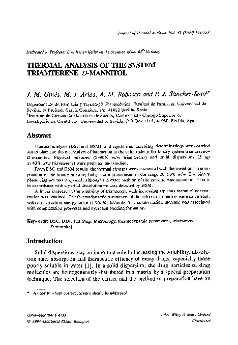 (PDF) Thermal analysis of the system triamterene-d-mannitol
