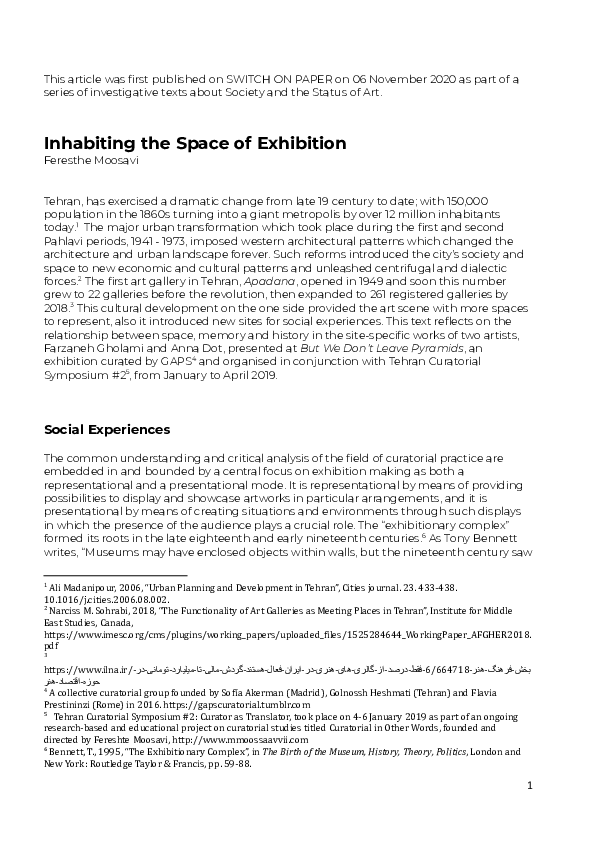 (PDF) Inhabiting the Space of Exhibition
