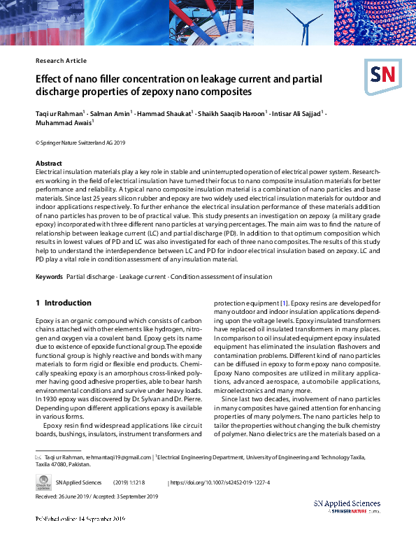 (PDF) Effect of nano filler concentration on leakage current and ...