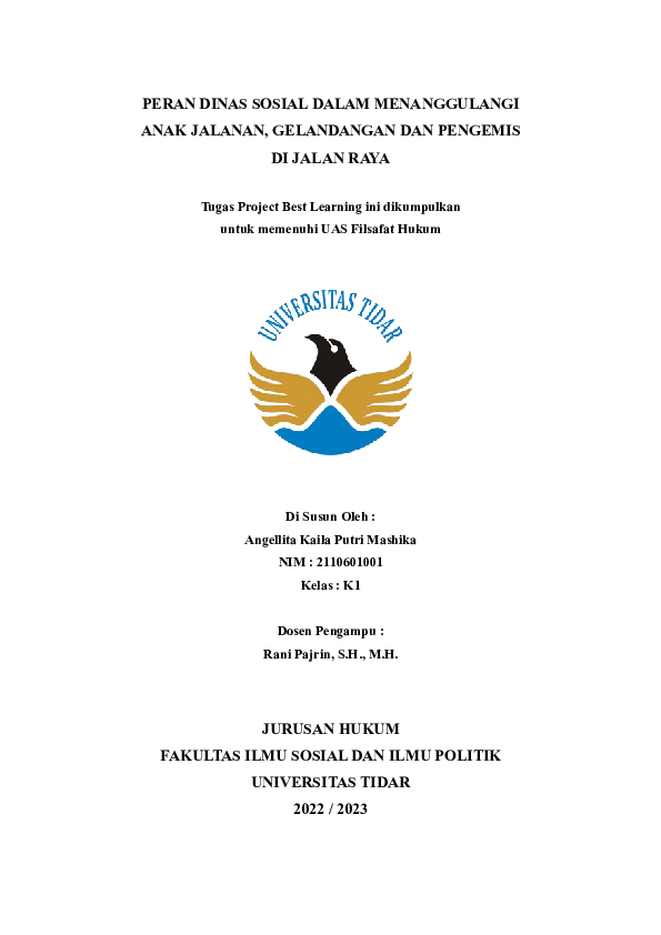 (DOC) Peran Dinas Sosial Dalam Menganggulangi Anak Jalanan, Gelandangan ...