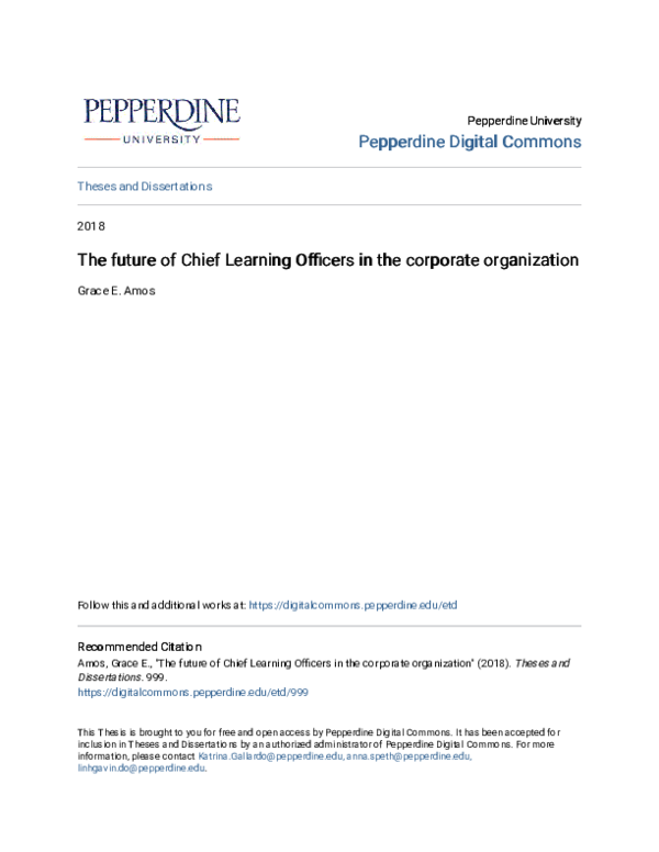 (PDF) The future of Chief Learning Officers in the corporate organization