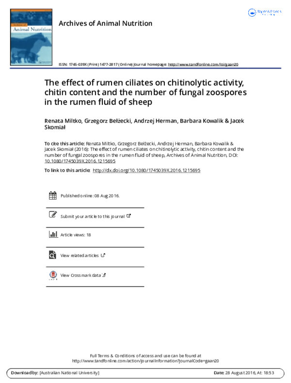 (PDF) The effect of rumen ciliates on chitinolytic activity, chitin ...