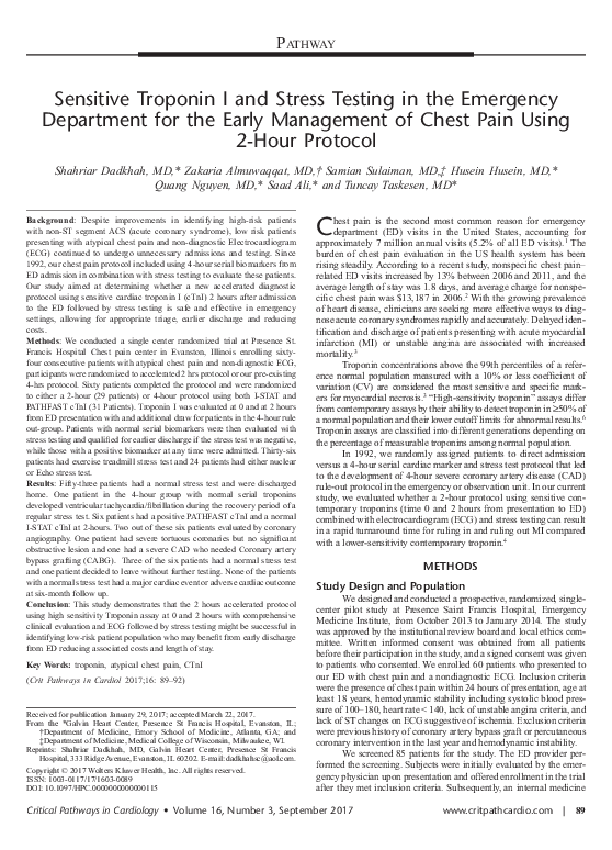 (PDF) Sensitive Troponin I and Stress Testing in the Emergency ...
