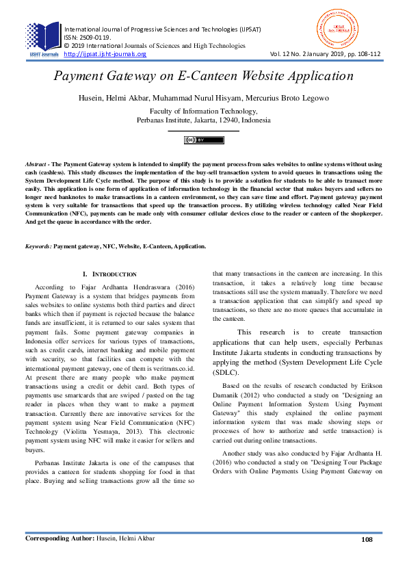 (PDF) Payment Gateway on E-Canteen Website Application