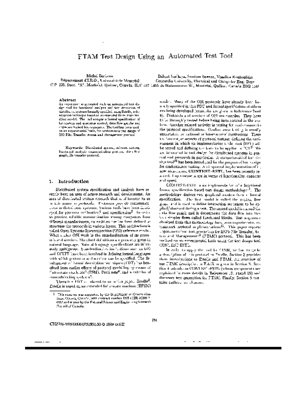 (PDF) FTAM test design using an automated test tool | Vassilios ...