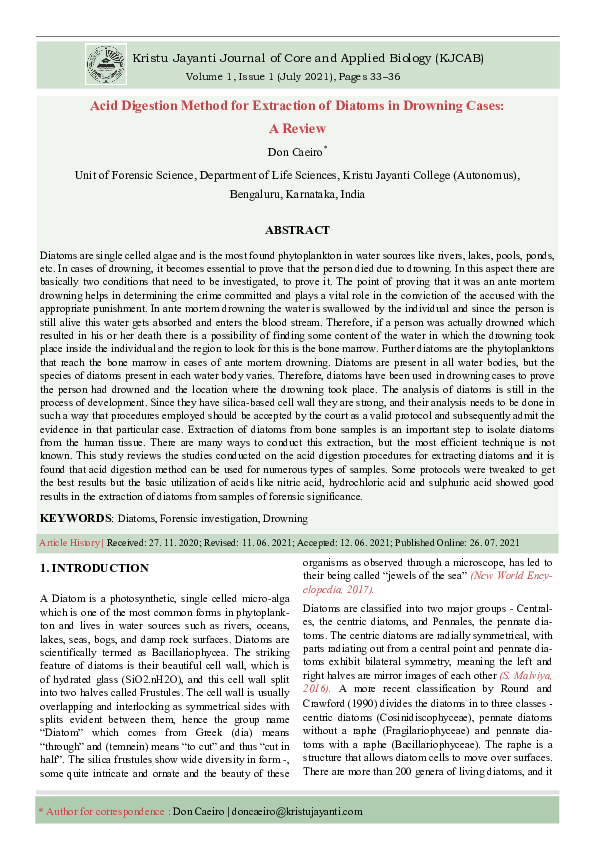 (PDF) Acid Digestion Method for Extraction of Diatoms in Drowning Cases ...