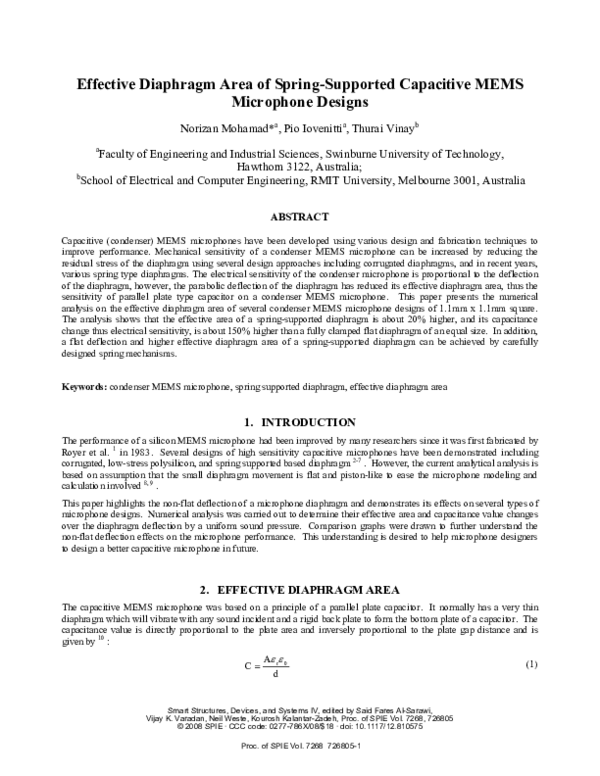 (PDF) Effective diaphragm area of spring-supported capacitive MEMS ...