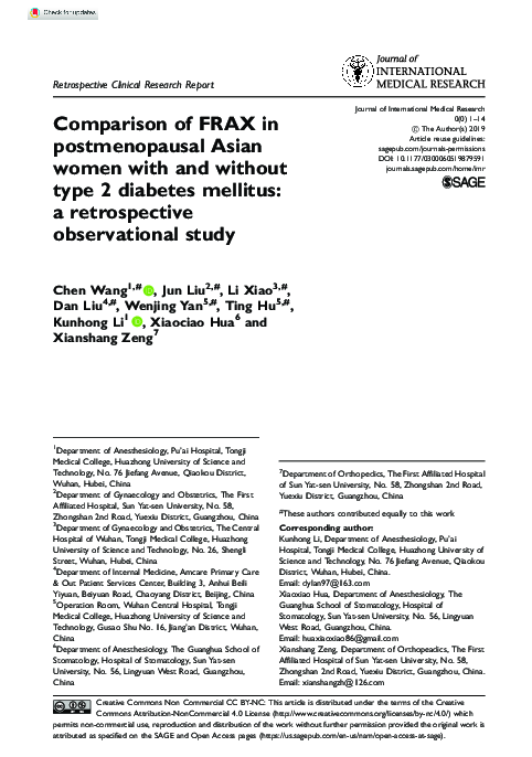 (PDF) Comparison of FRAX in postmenopausal Asian women with and without ...