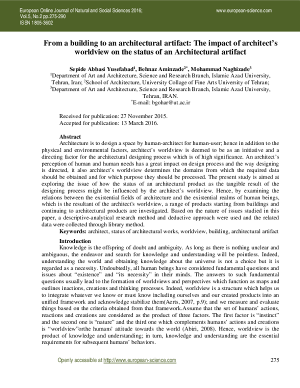 (PDF) From a Building to an Architectural Artifact: The impact of ...