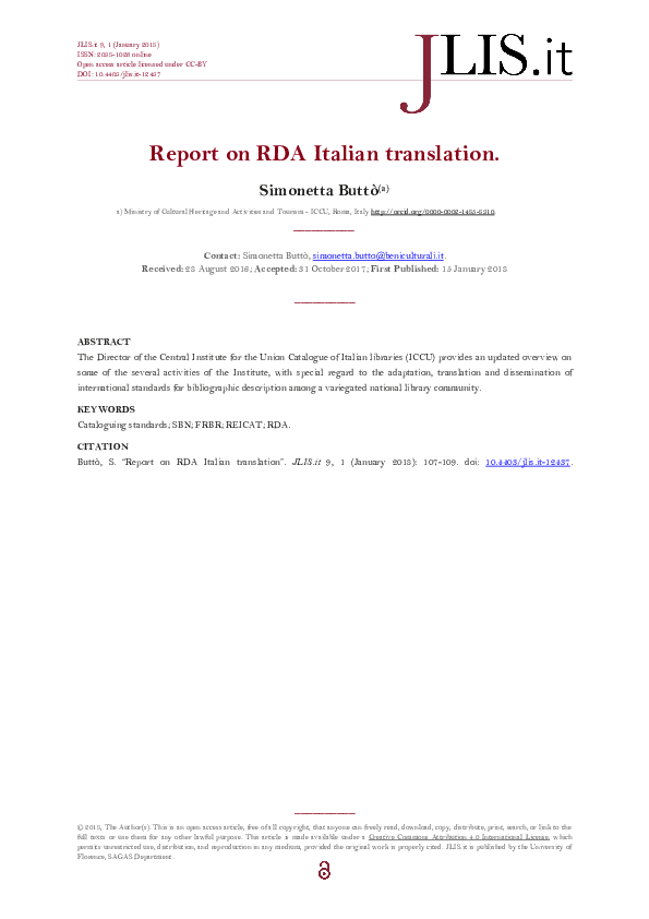 (PDF) Report on RDA Italian translation | Simonetta Buttò - Academia.edu