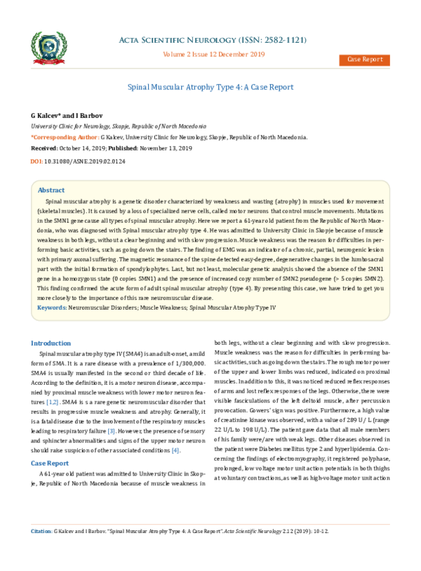(PDF) Spinal Muscular Atrophy Type 4: A Case Report