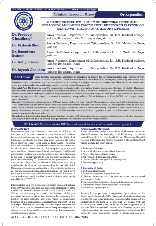 (PDF) A Prospective Follow Up Study of Functional Outcome of ...