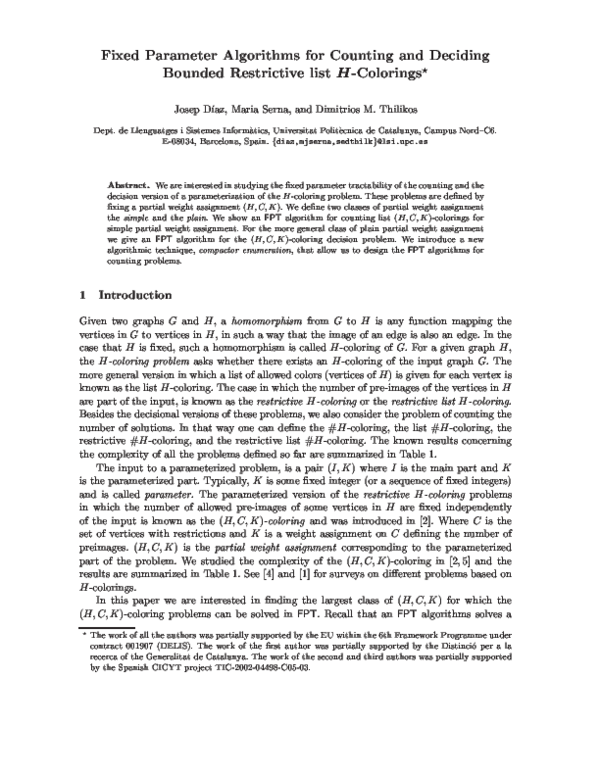 (PDF) Fixed Parameter Algorithms for Counting and Deciding Bounded ... (PDF) Fixed Parameter Algorithms for Counting and Deciding Bounded ...