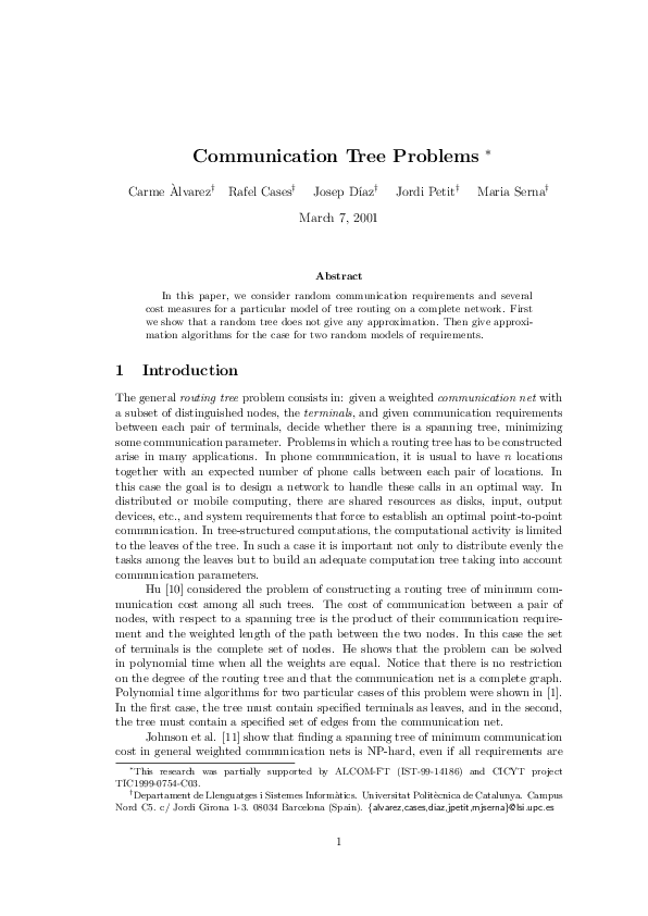 (PDF) Communication tree problems