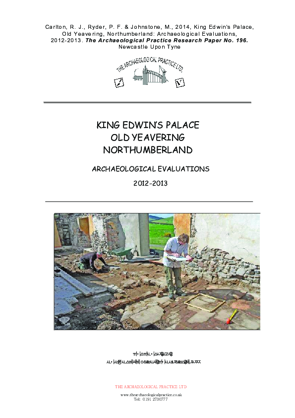 (PDF) TAP ResearchPaper196-King Edwin's Palace, Old Yeavering | Richard ...