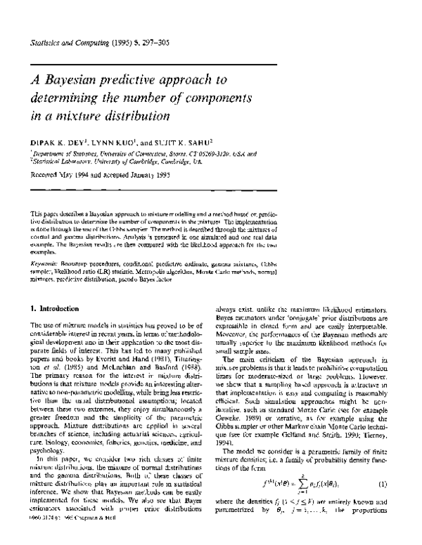 (PDF) A Bayesian predictive approach to determining the number of components in a mixture ...