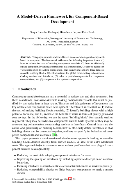 (PDF) A Model-Driven Framework for Component-Based Development