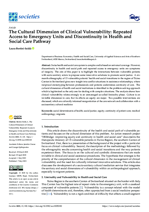 (PDF) The Cultural Dimension of Clinical Vulnerability: Repeated Access ...
