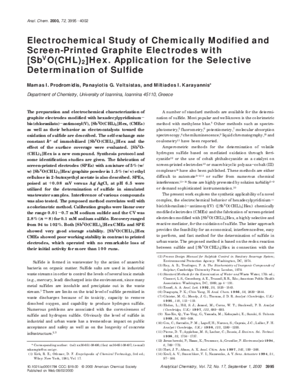 (PDF) Electrochemical Study of Chemically Modified and Screen-Printed Graphite Electrodes with ...
