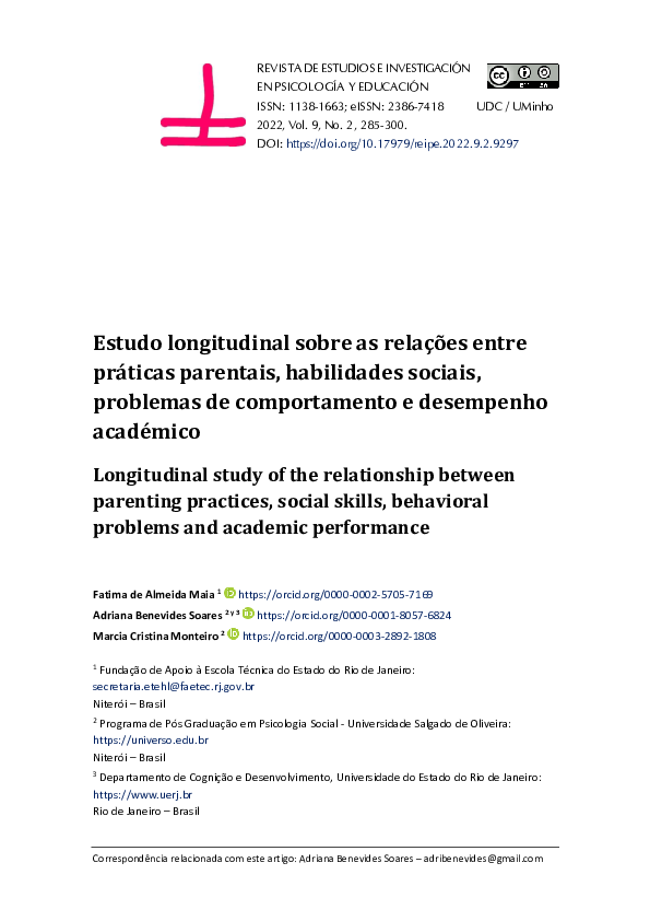 (PDF) Estudo longitudinal sobre as relações entre práticas parentais ...