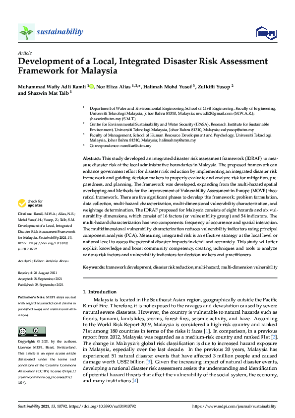 (PDF) Development of a Local, Integrated Disaster Risk Assessment ...