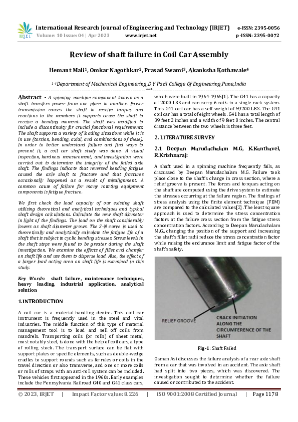 (PDF) Review of shaft failure in Coil Car Assembly
