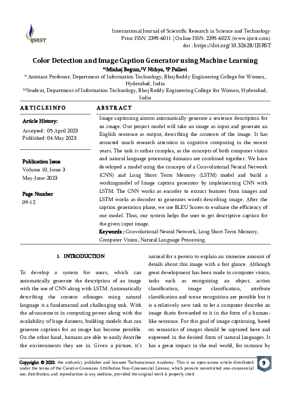 (PDF) Color Detection and Image Caption Generator using Machine Learning