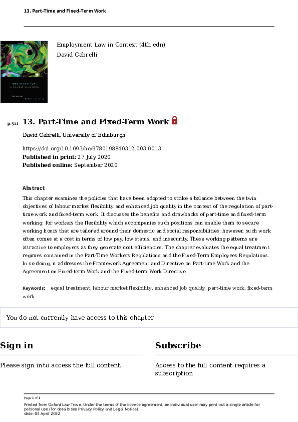 (PDF) 13. Part-Time and Fixed-Term Work