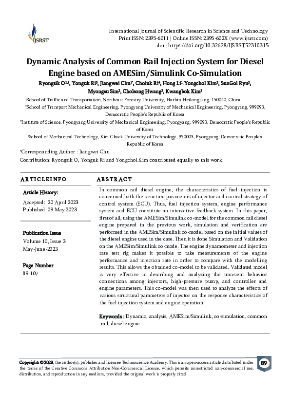(PDF) Dynamic Analysis of Common Rail Injection System for Diesel Engine based on AMESim ...